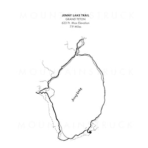 JENNY LAKE Trail 8"x10" Route Map, Max Elevation (feet) and Distance ...
