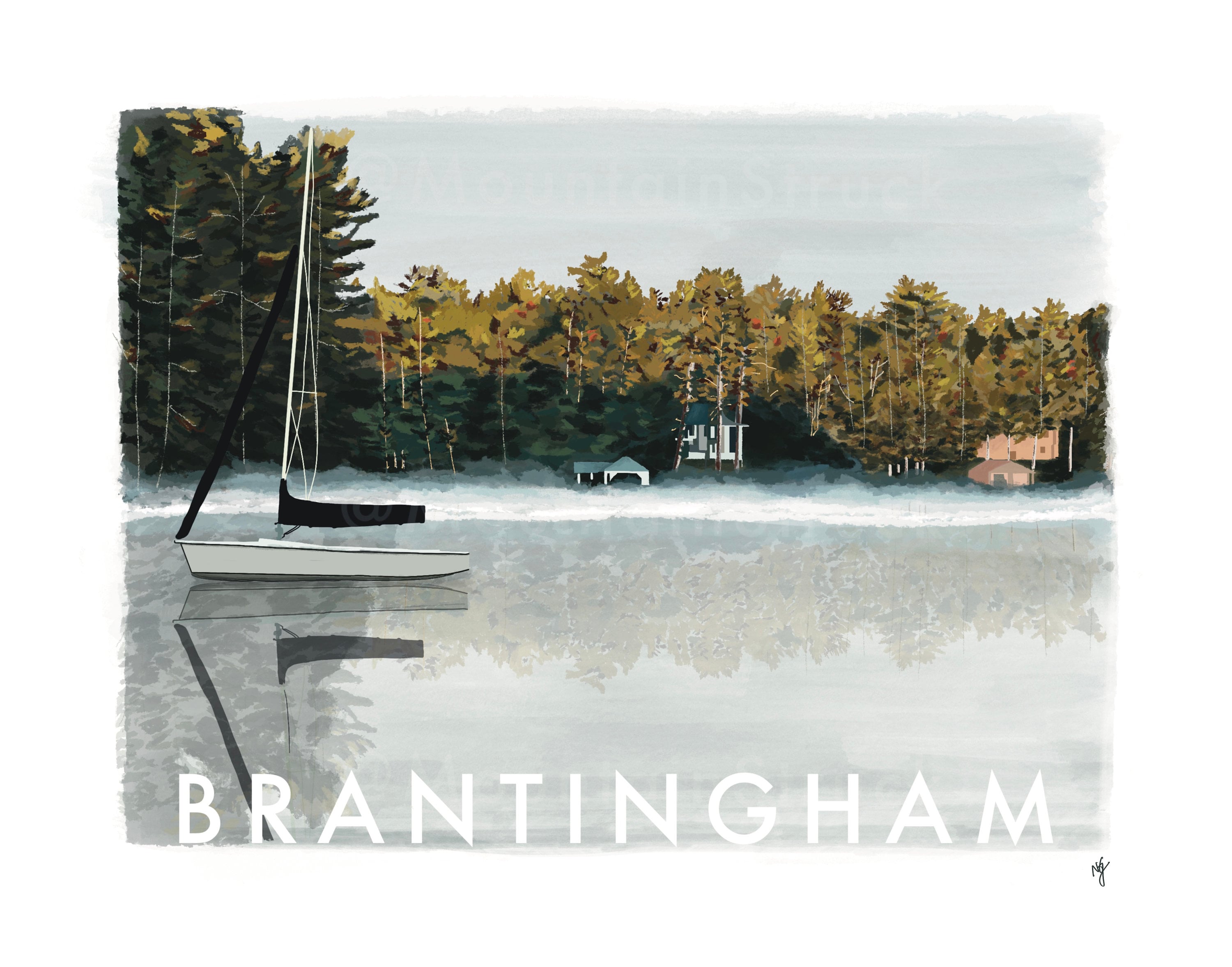 BRANTINGHAM Lake Adirondacks New York Original - Etsy