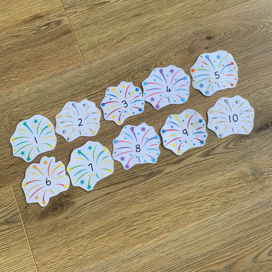 Laminated learning resource firework numbers 1-10 for | Etsy