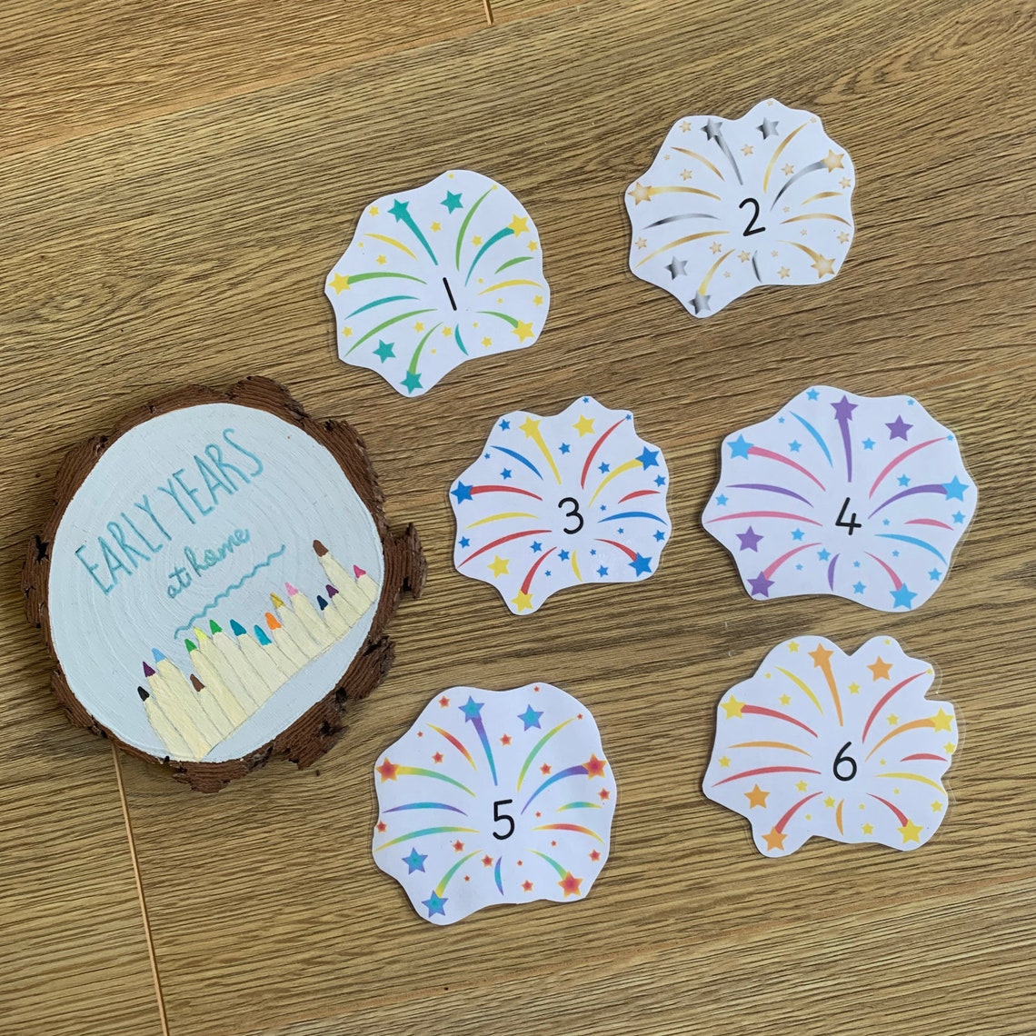 Laminated learning resource firework numbers 1-10 for | Etsy