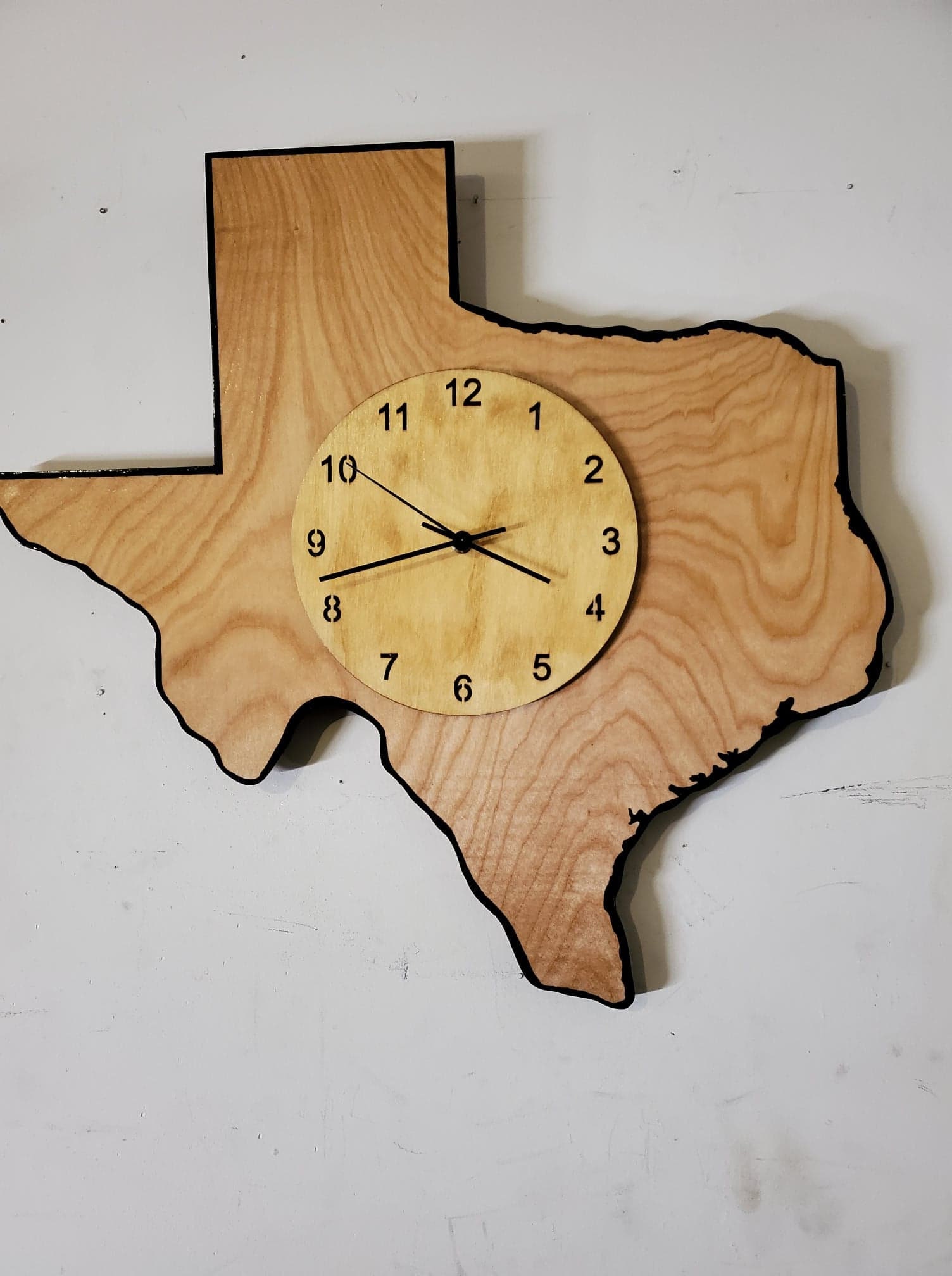 Clock Beautiful Golden Pecan Stained Wooden Texas State Wall Clock ...