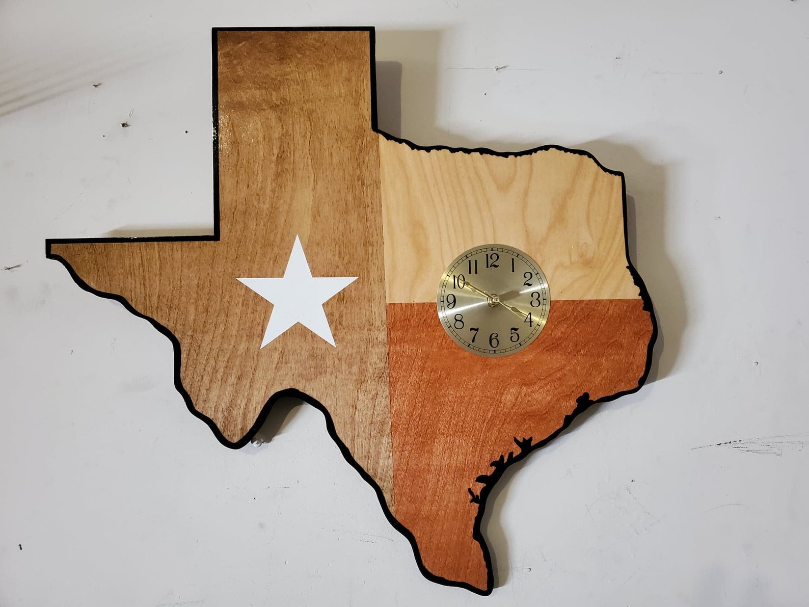 Clock Beautiful Tri-color Stained Wooden Texas State Wall - Etsy