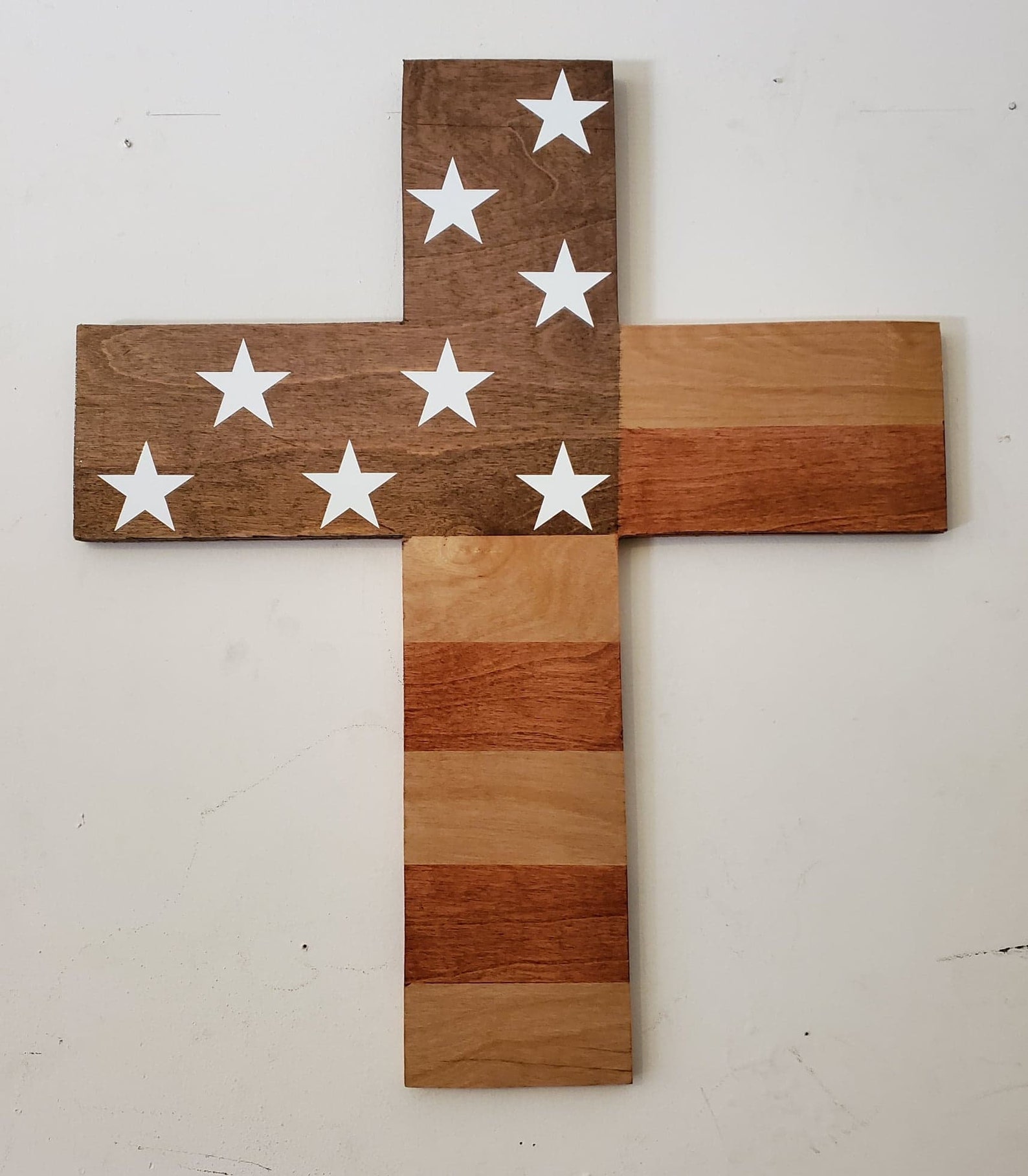 Tri-color Stained Wooden Stars and Stripes Patriotic Cross - Etsy