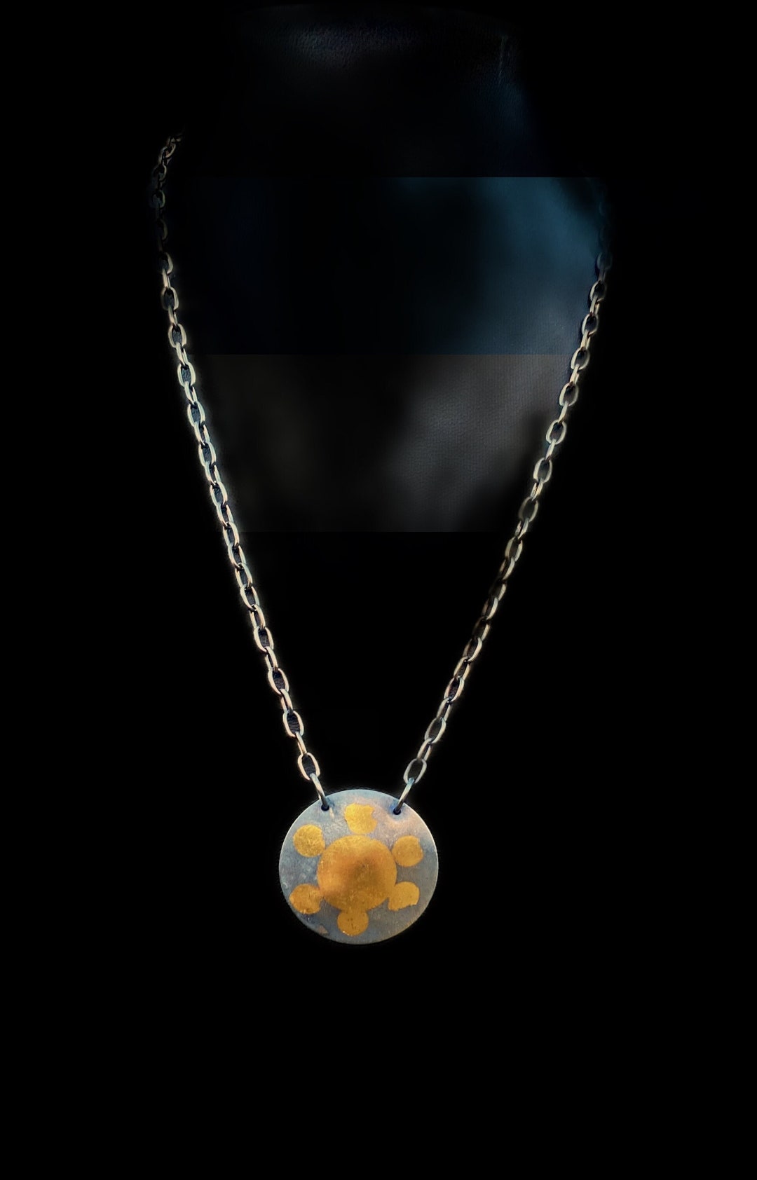 Hand Crafted Keum Boo Pendant With Stylized Gold Foil Flower - Etsy