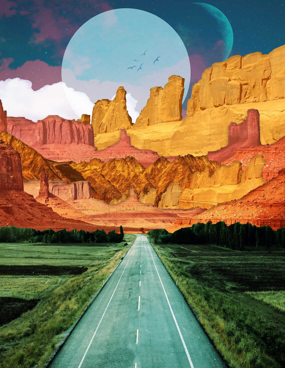 Desert Art, Utah Art, Moab Art, Surreal Art, Moon Wall Art, Home Office ...