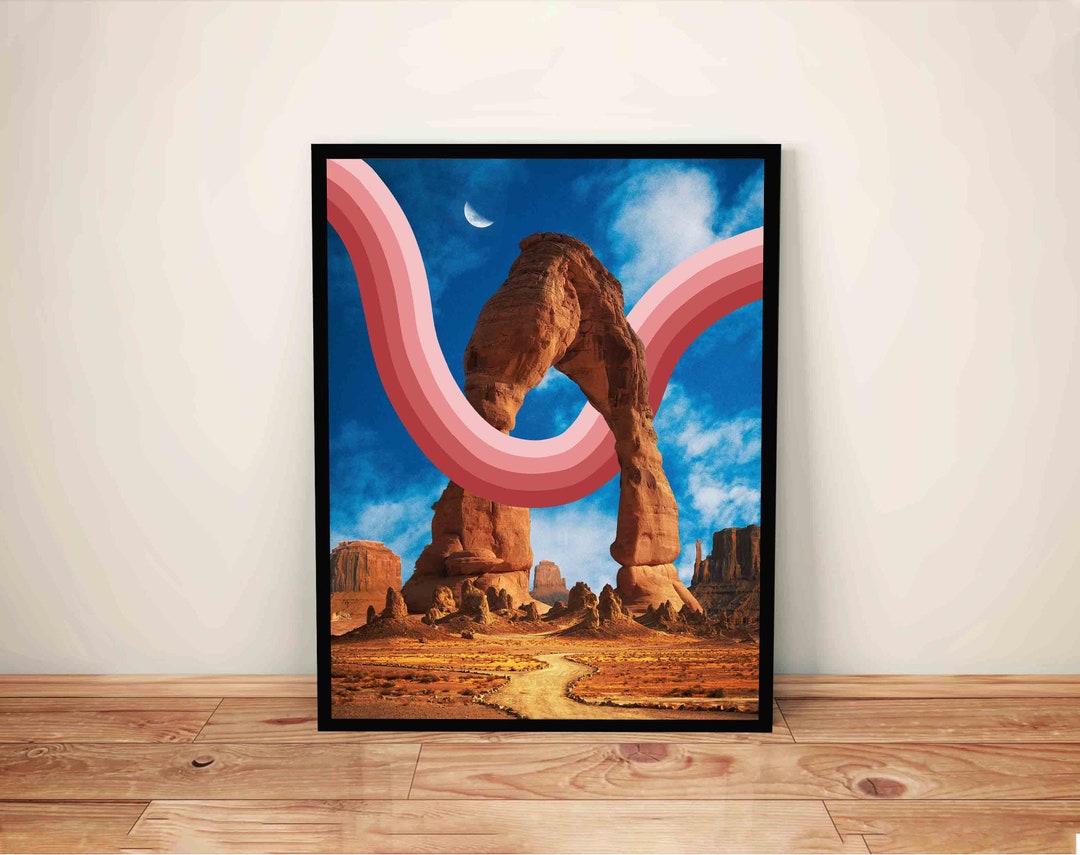 Surreal Moab Art Print, Trippy Wall Art, Funky Collage Prints, 70s ...