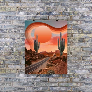 Desert Wall Art, 70s Poster, Desert Art, Cactus Print, Digital Collage ...