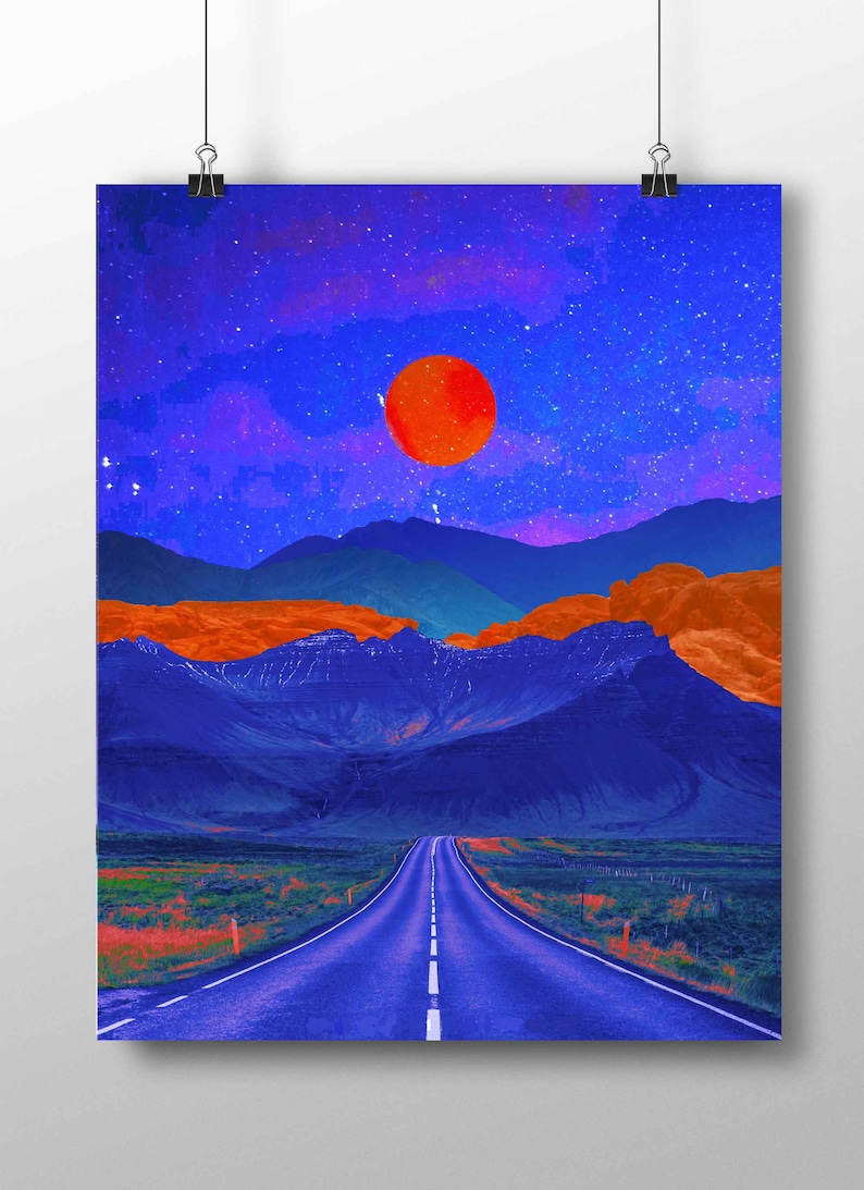 Surreal Road Trip Art Print: Abstract Mountain Landscape - Etsy