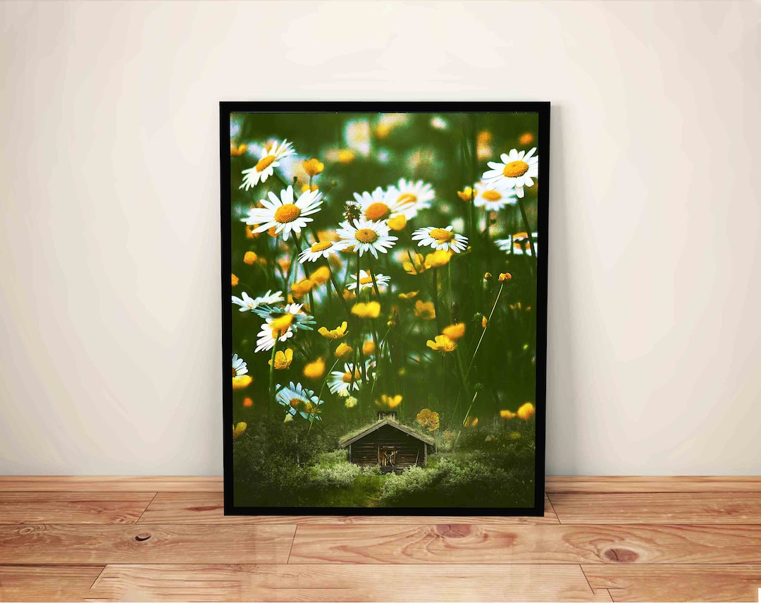 Flower Forest Art Print - Surreal Collage of Daisies and Cottage ...