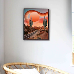 Desert Wall Art, 70s Poster, Desert Art, Cactus Print, Digital Collage ...
