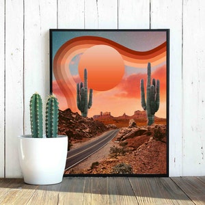 Desert Wall Art, 70s Poster, Desert Art, Cactus Print, Digital Collage ...