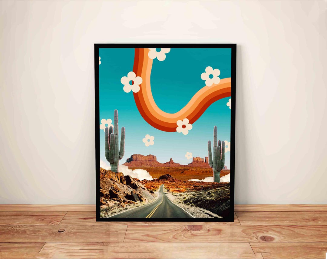 70s Desert Art Print: Groovy Cactus, Psychedelic Moab Landscape - Etsy