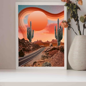 Desert Wall Art, 70s Poster, Desert Art, Cactus Print, Digital Collage ...