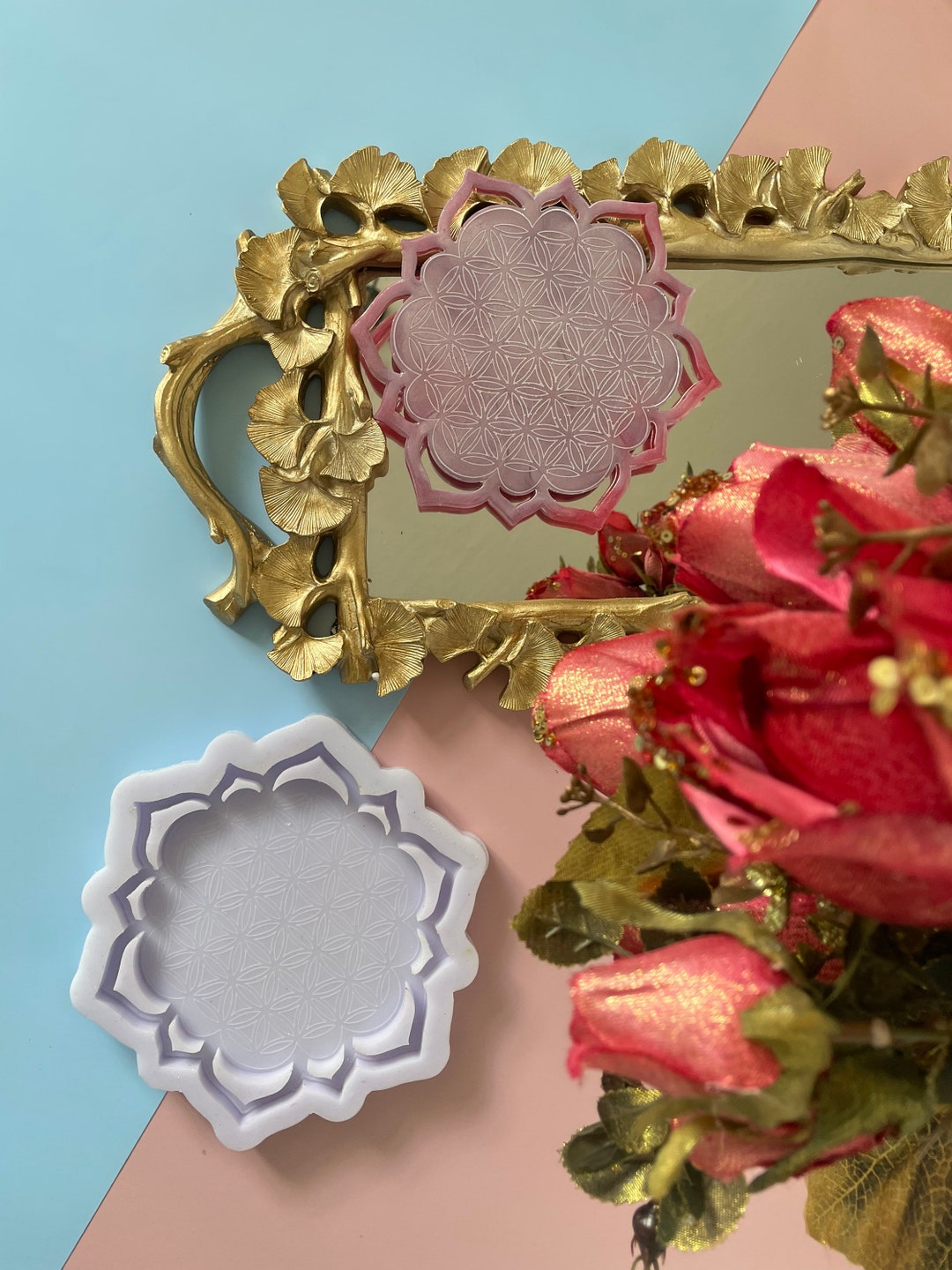 New Flower of Life Silicone Coaster Mold for Resin Art, Polymer Clay ...