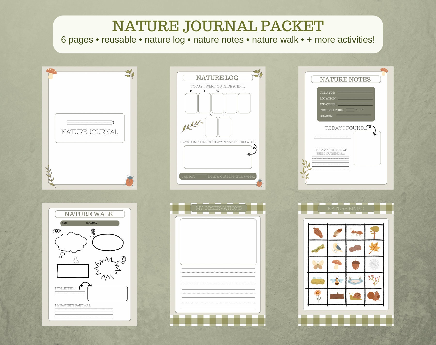 Printable Nature Journal | Nature Packet for Homeschool and Students ...