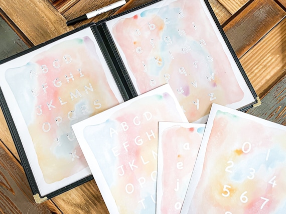 Watercolor Tracing Pages Letters and Numbers // Homeschool | Etsy