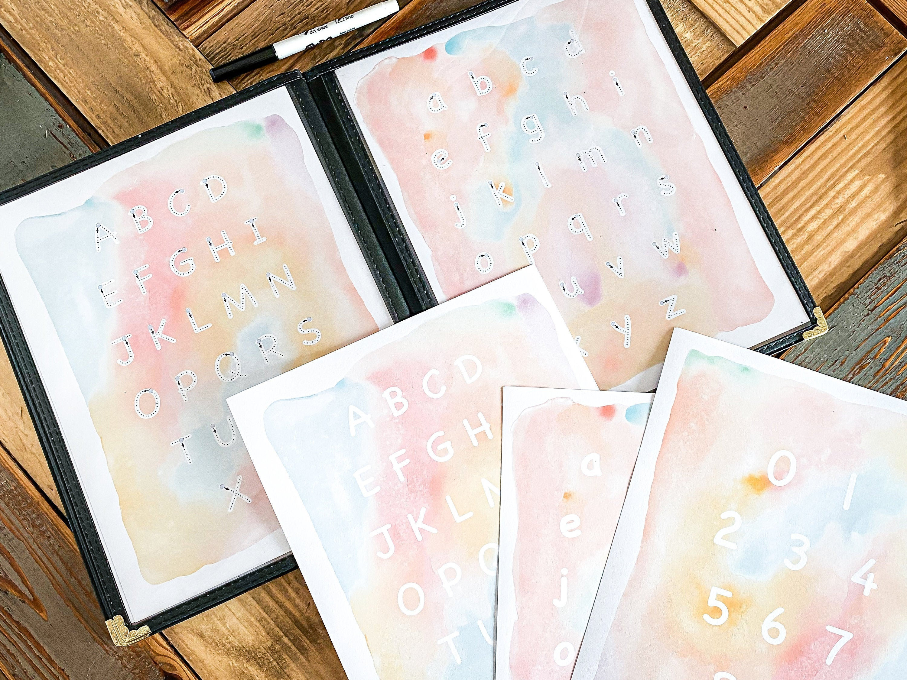 Watercolor Tracing Pages Letters and Numbers // Homeschool - Etsy