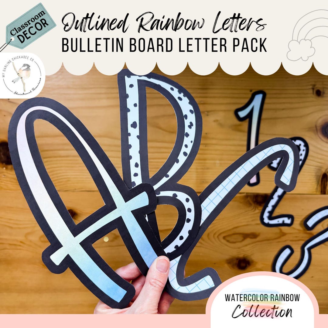 Bulletin Board Letters | WATERCOLOR RAINBOW | Classroom Decor ...