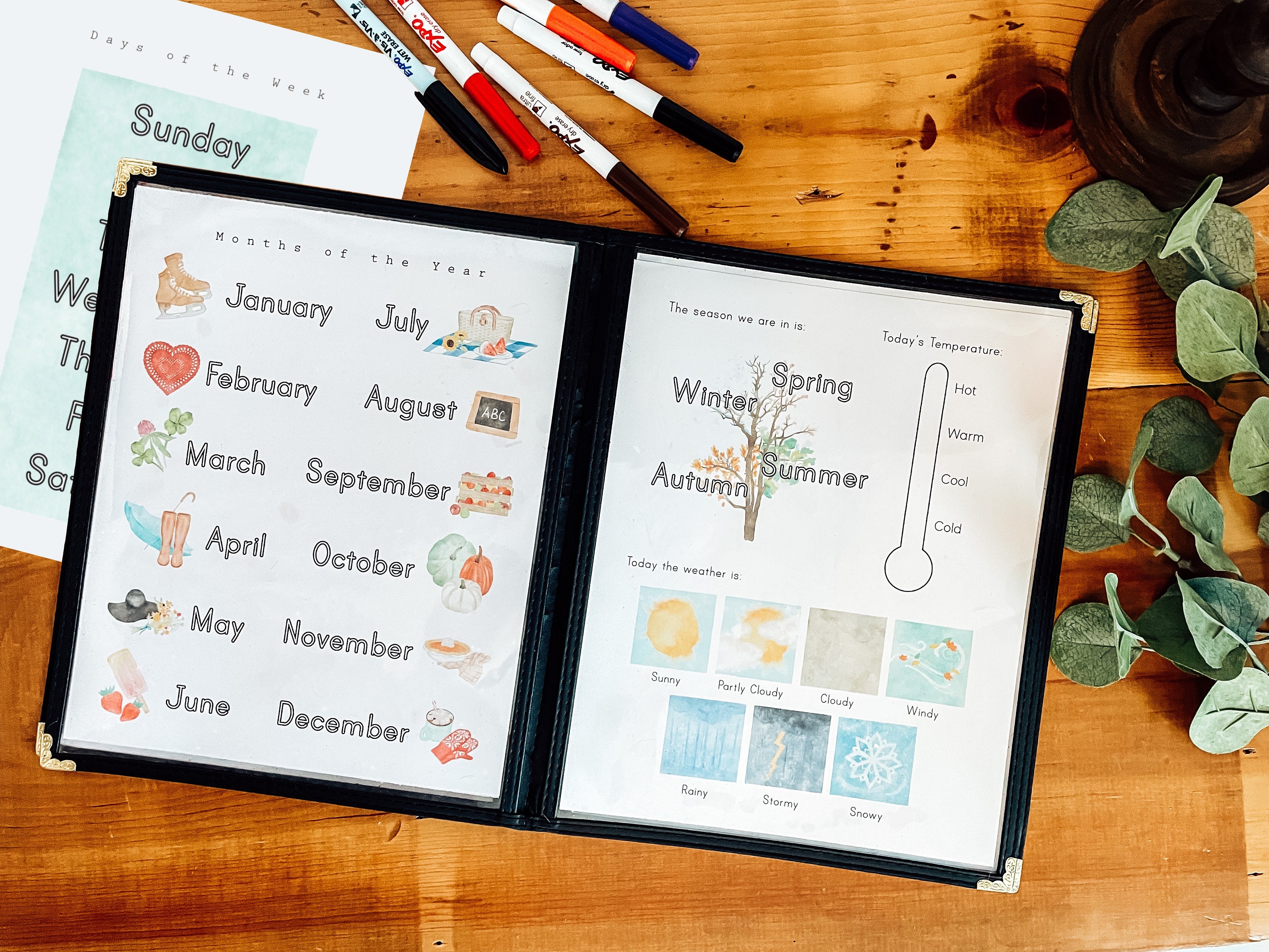 Calendar and Weather Pages for Littles // Circle Time Activities ...