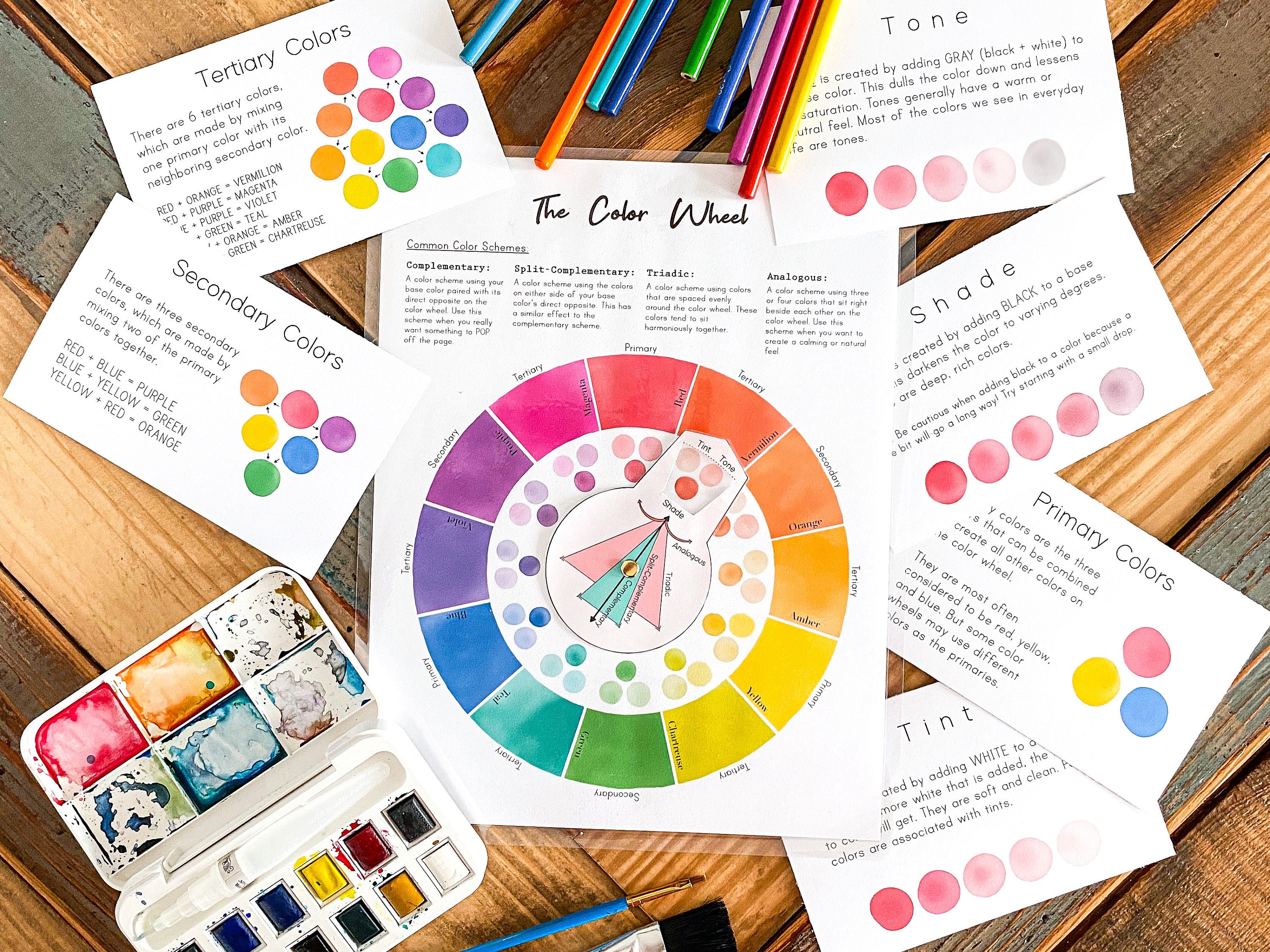 Color Wheel // Color Theory Cards // Homeschool Art Resources | Etsy