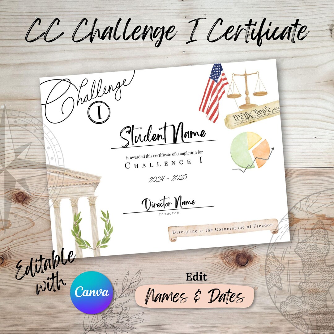 Classical Conversations Challenge I Certificate || Editable Template ...