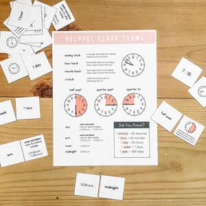 Telling the Time Printable Clock Mats and Matching Game || Pink Green ...