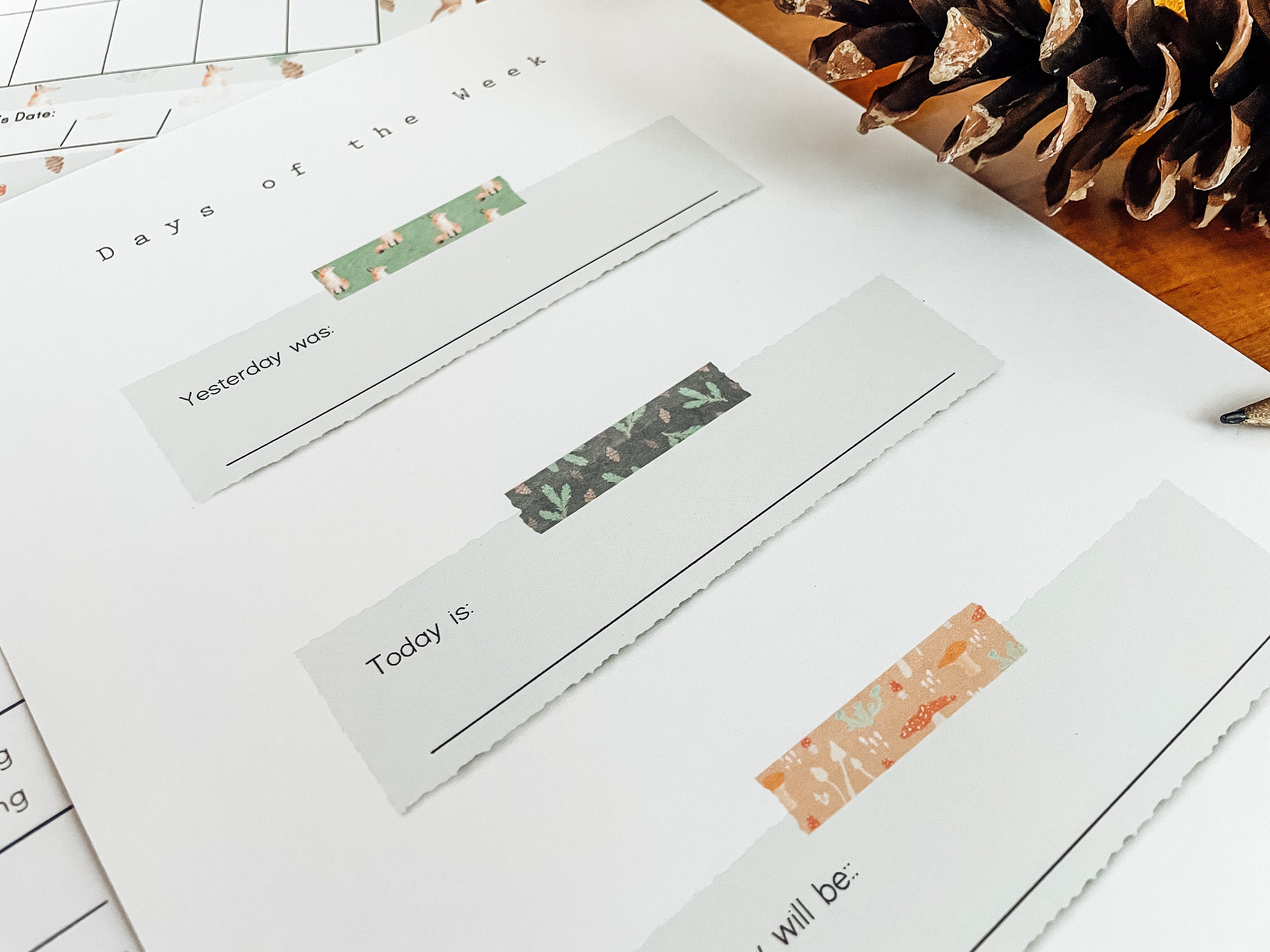 Calendar and Weather Pages Forest Theme // Homeschool - Etsy