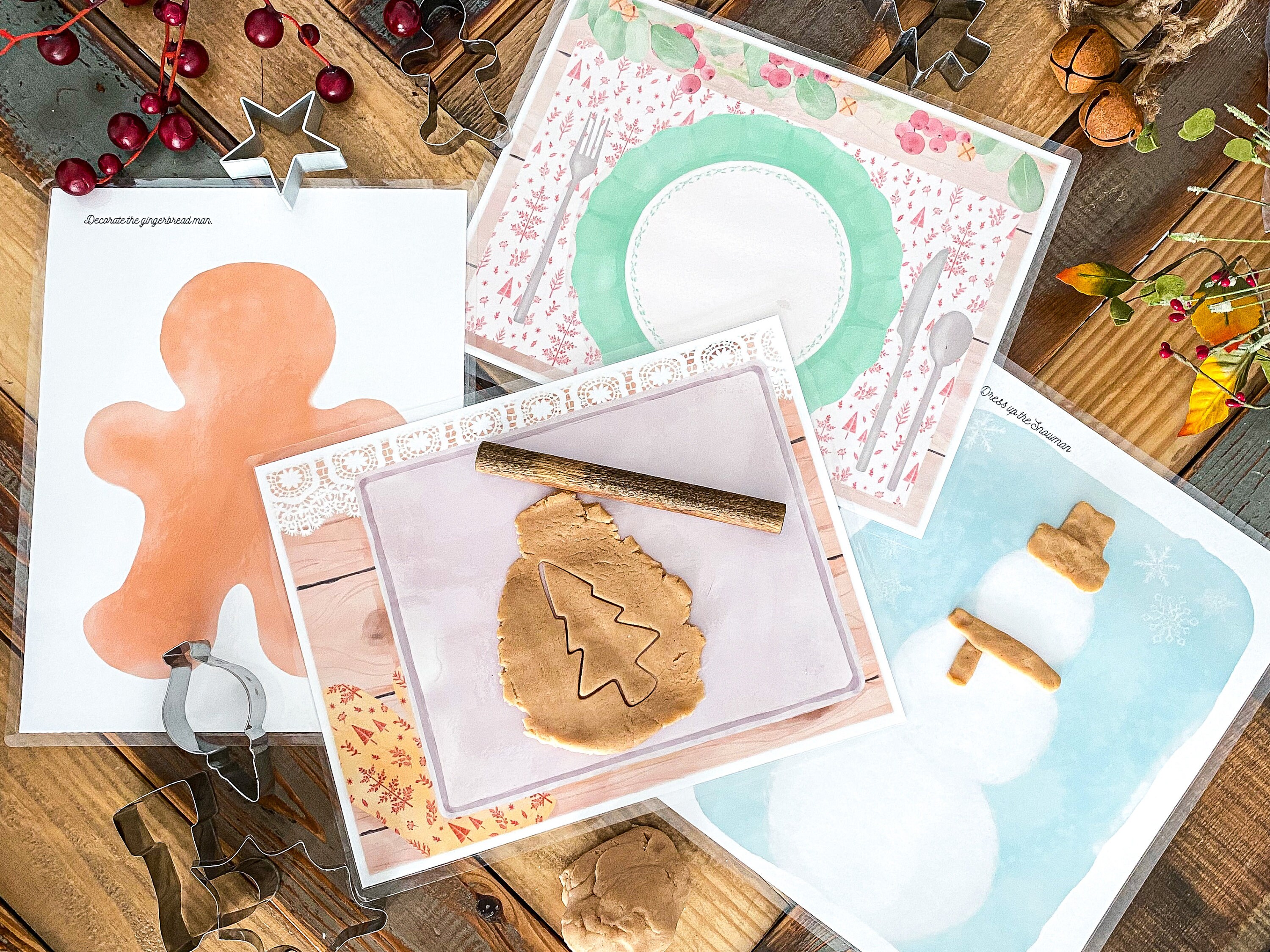 Christmas Playdough Mats // 4 Printable Mats for Creative Play - Etsy