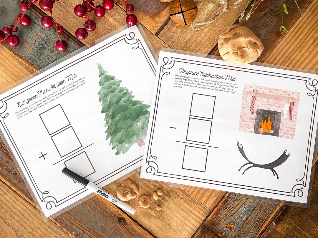 Christmas Addition and Subtraction Mats // Playdough Mats // Children's ...