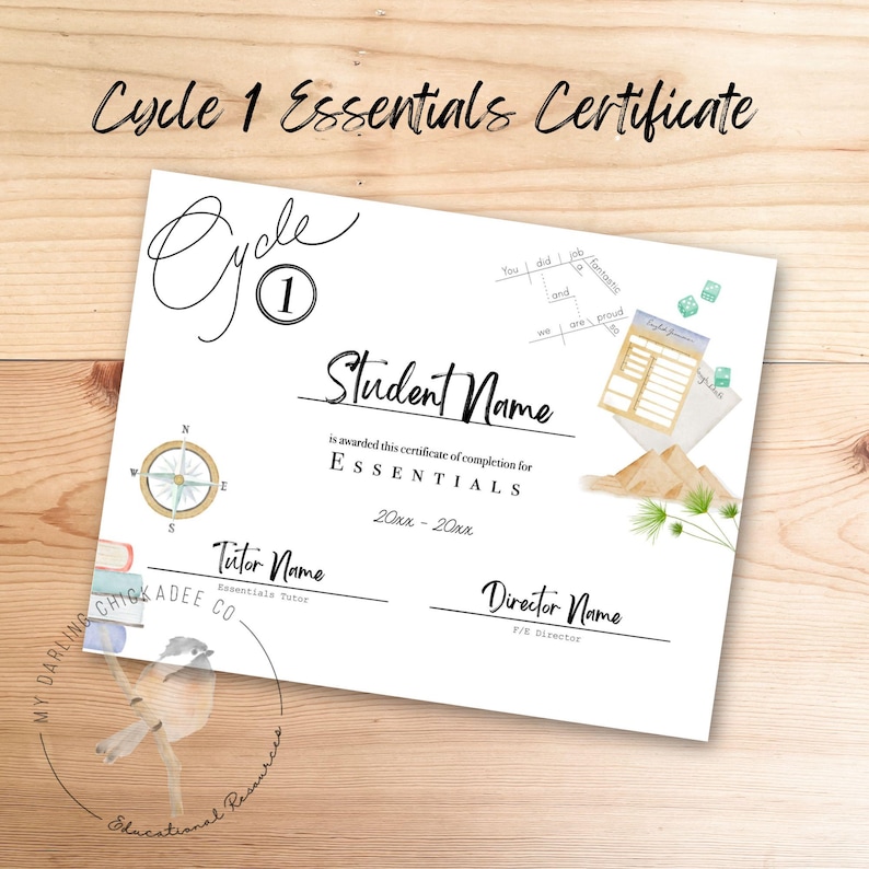 Editable CC Cycle 1 Certificate Set | Foundations, Essentials, Memory ...