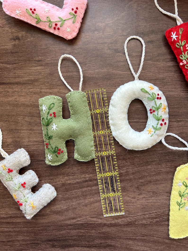 Custom Letter Ornaments | Initial Stuffed & Embroidered With Berries ...
