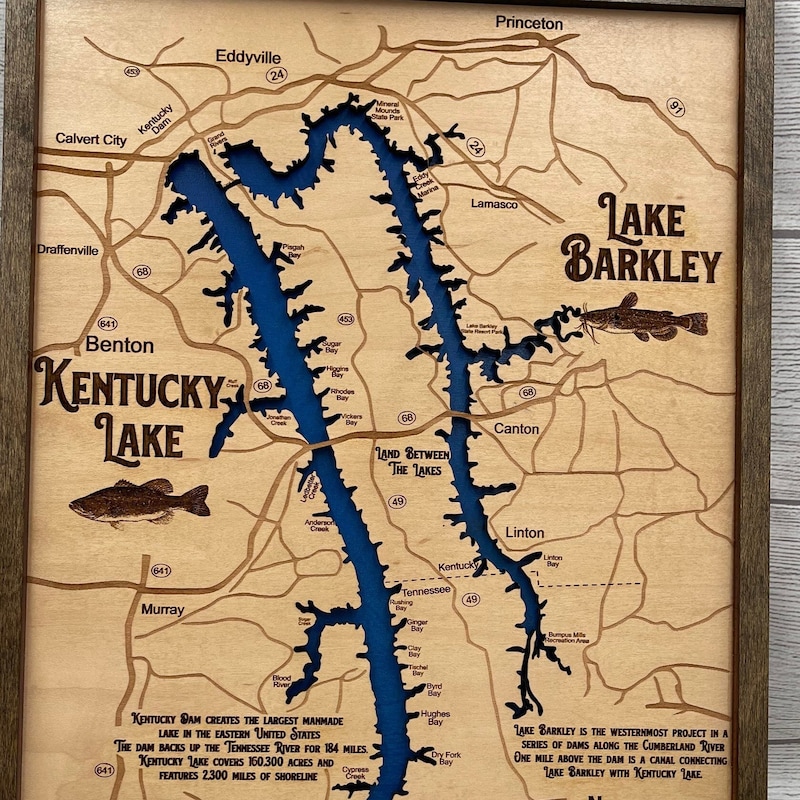 Wall Map of Kentucky Lake - Etsy