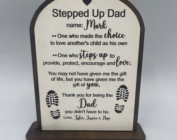Personalized Definition of Stepped up Dad Wood Standing Sign Plaque ...