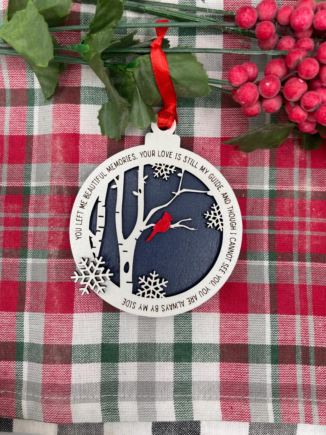 Cardinal Memorial Ornament: Laser Engraved Wood, in Loving Memory - Etsy