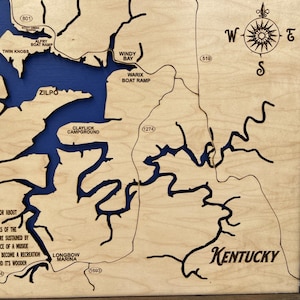 Cave Run Lake Map Layered Map Sign Wall Hanging Lake House Decor ...