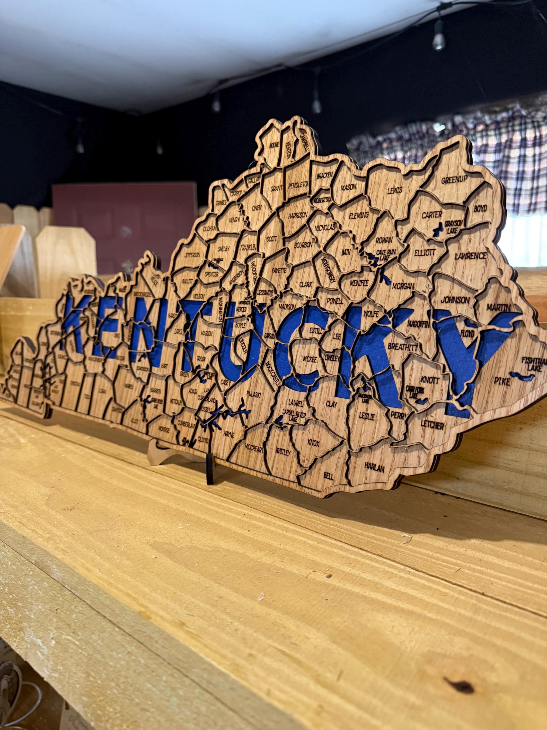 Kentucky County Map Sign KY State Map Wood Wall Art Laser Cut - Etsy