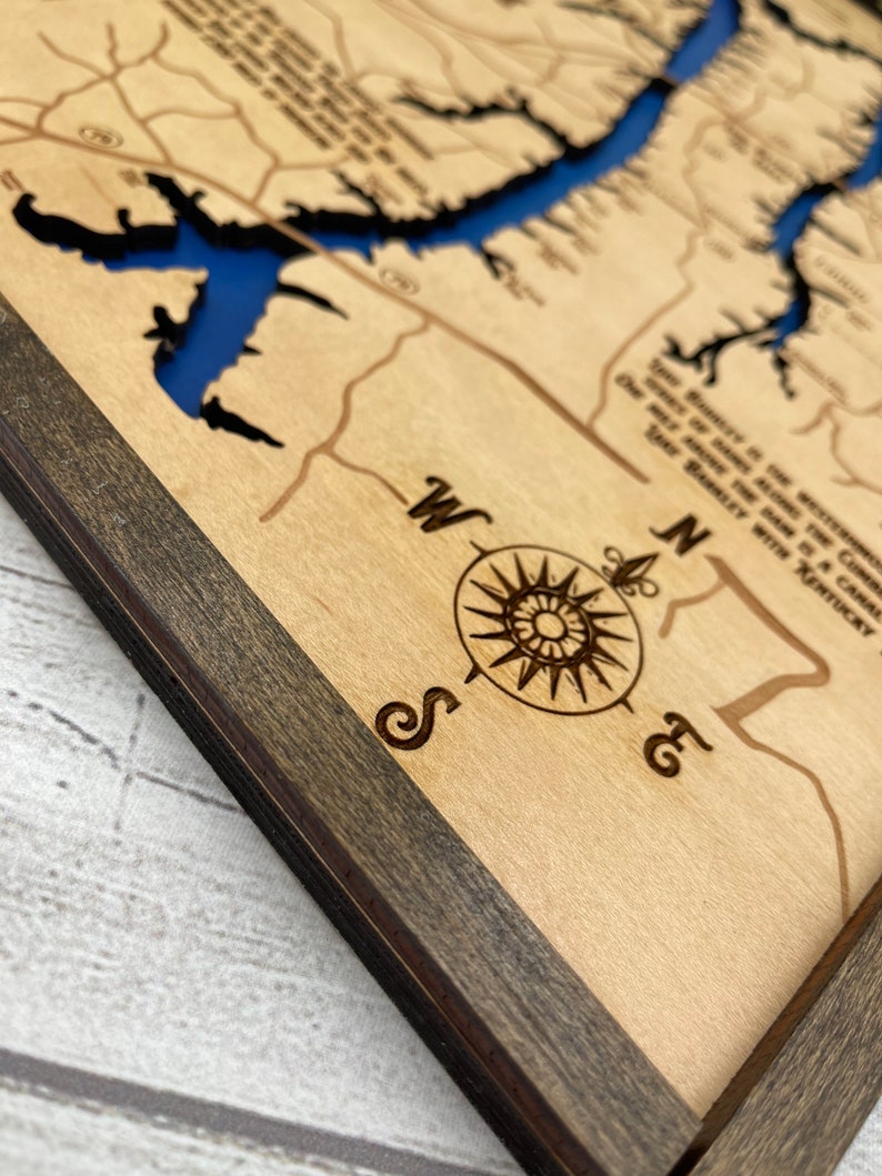 Kentucky & Barkley Lake Wood Map: Layered Wall Art - Etsy