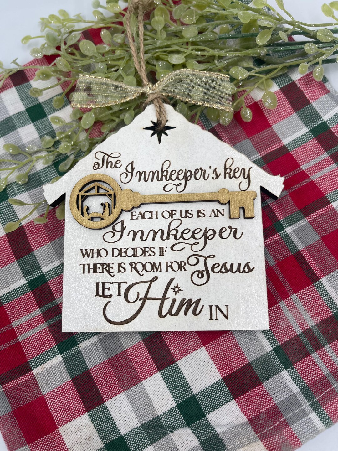 Innkeeper's Key Christmas Ornament: Laser Engraved Wooden Religious ...