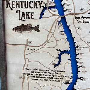 Kentucky Lake Map Lake Barkley Map Wood Wall Map Art Hanging Sign ...