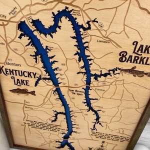 Kentucky & Barkley Lake Wood Map: Layered Wall Art - Etsy