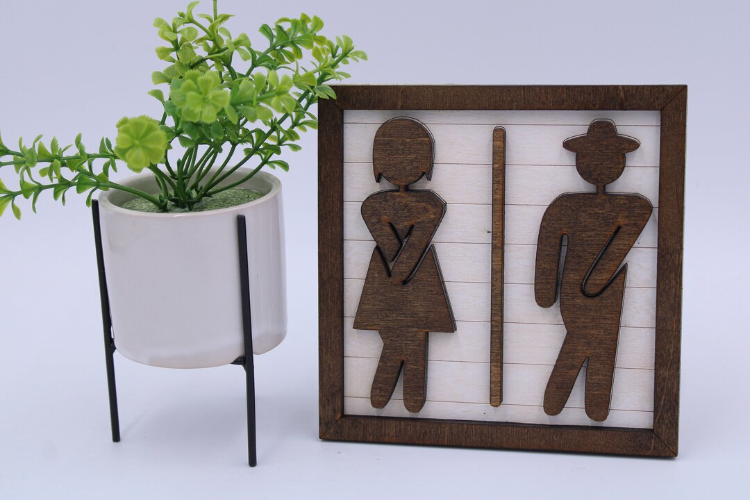 Country Farmhouse Shiplap Look Restroom Bathroom Sign - Hat & Bonnet - Etsy