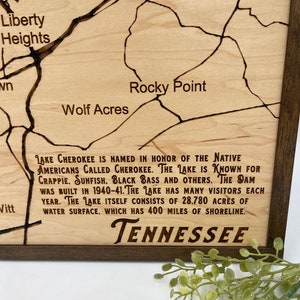 Lake Cherokee Tennessee Wood Map: Layered Lake House Wall Decor Close ...
