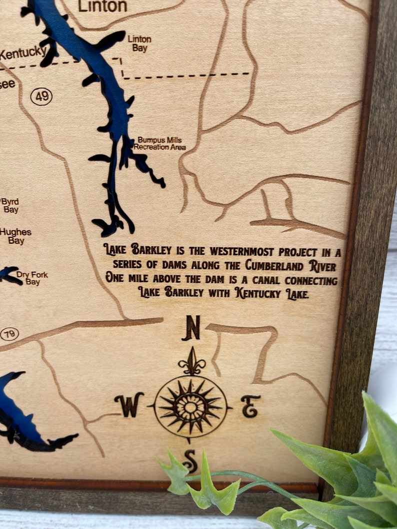 Kentucky & Barkley Lake Wood Map: Layered Wall Art - Etsy
