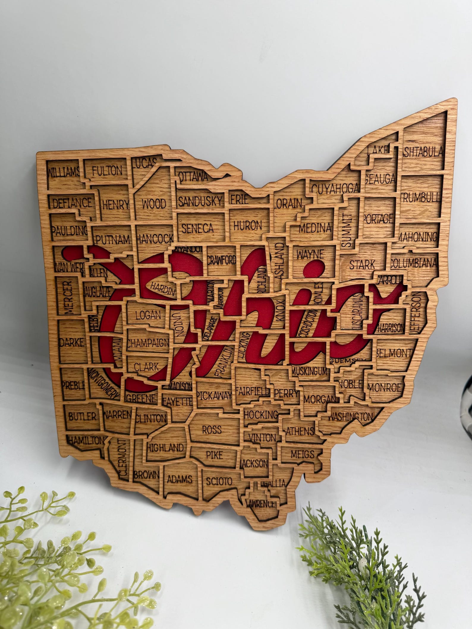Ohio County Map Sign OH State Map Wood Wall Art Laser Cut - Etsy