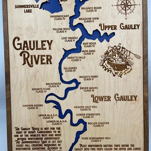Gauley River Whitewater Rafting Map: West Virginia Wood Wall Art - Etsy