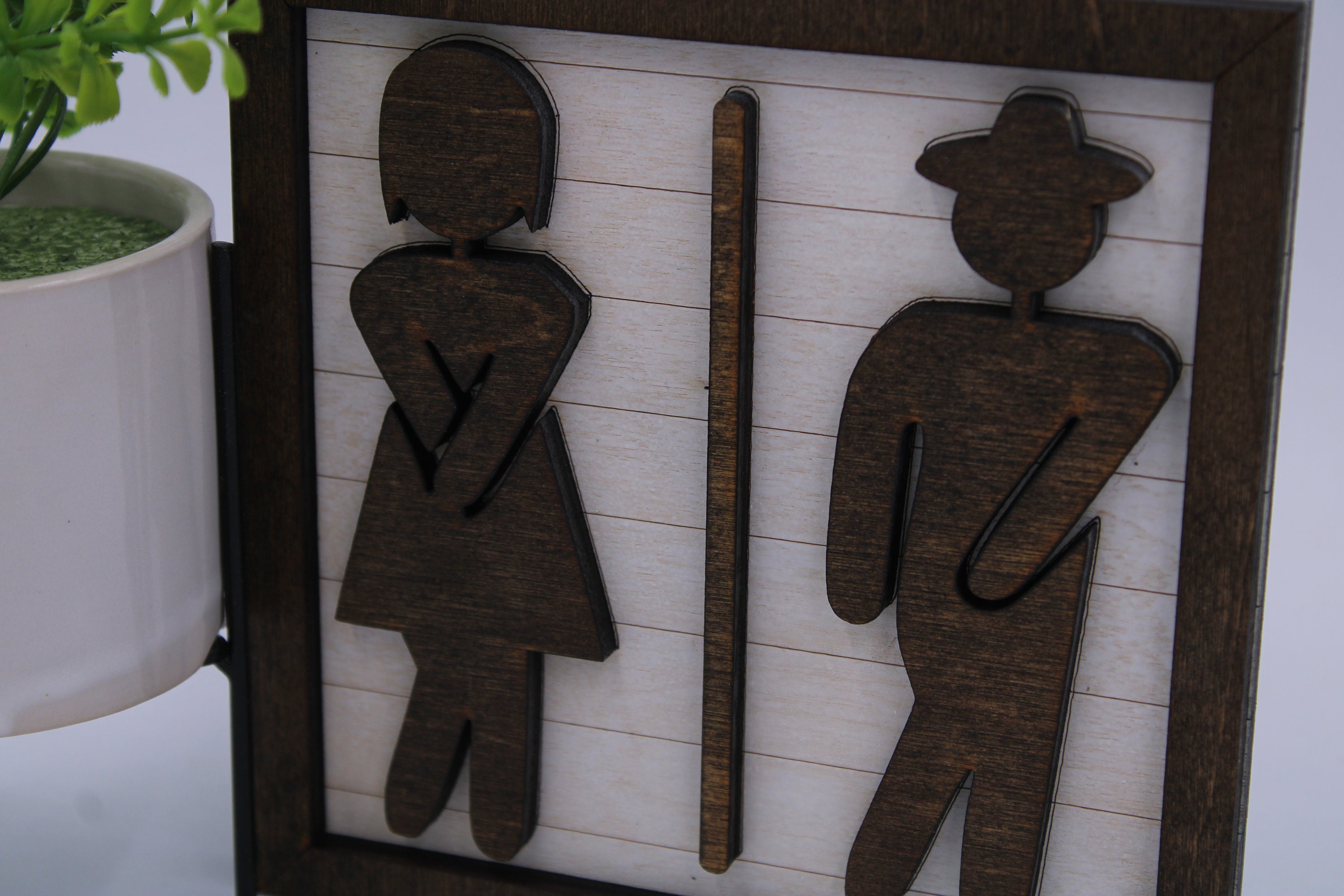 Country Farmhouse Shiplap Look Restroom Bathroom Sign Hat & | Etsy