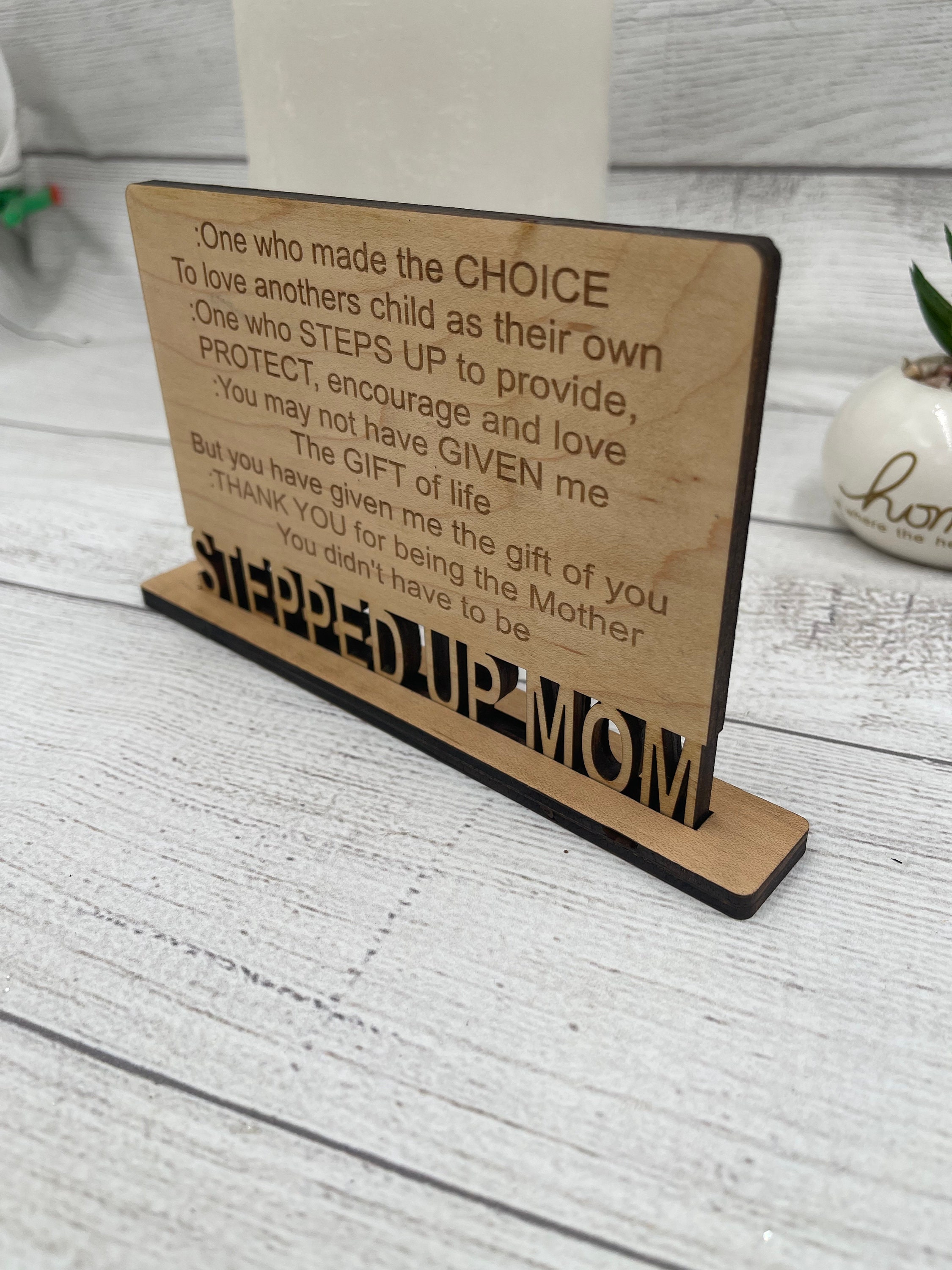 Stepped up Mom Sign Mother's Day Plaque Definition Step - Etsy