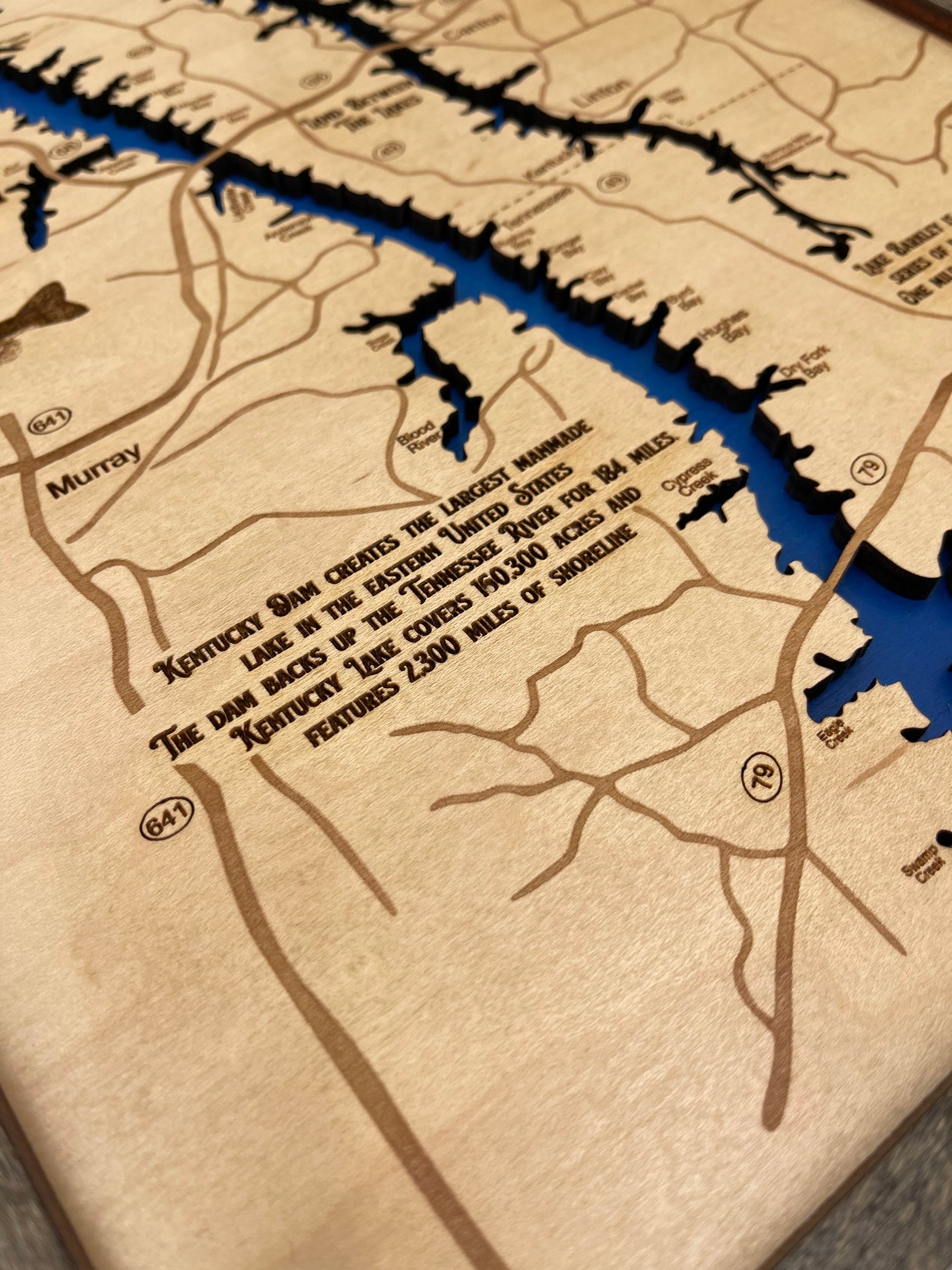 Kentucky & Barkley Lake Wood Map: Layered Wall Art - Etsy