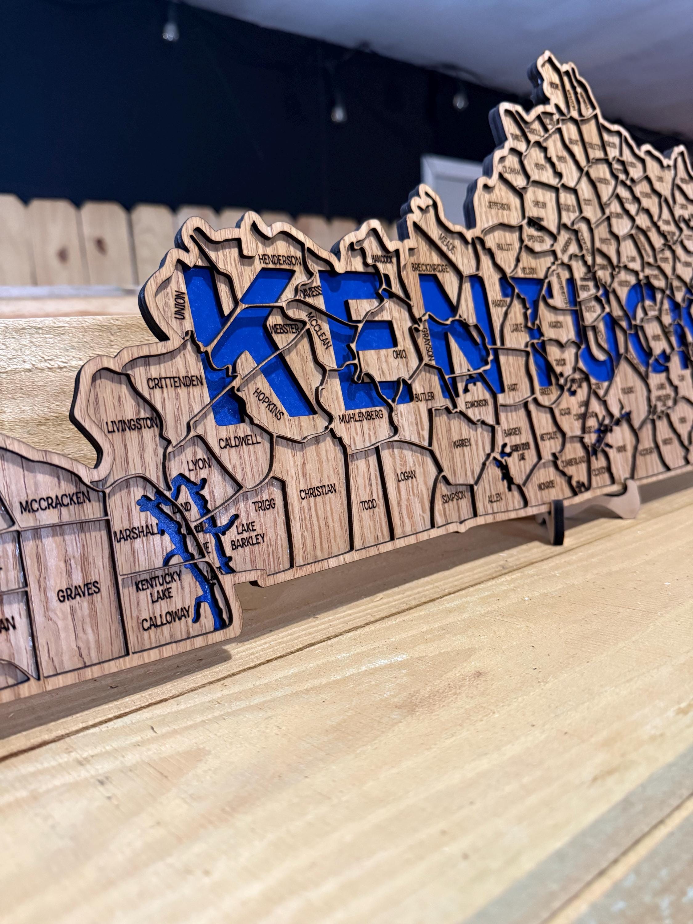 Kentucky County Map Sign KY State Map Wood Wall Art Laser Cut - Etsy
