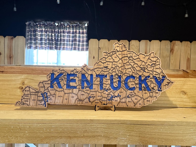 Kentucky County Map Sign KY State Map Wood Wall Art Laser Cut - Etsy